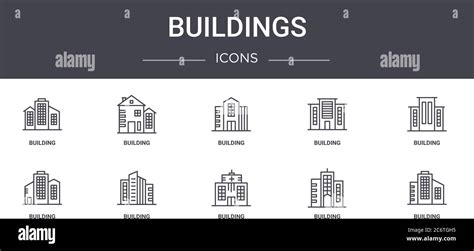 buildings concept line icons set contains icons usable for web logo