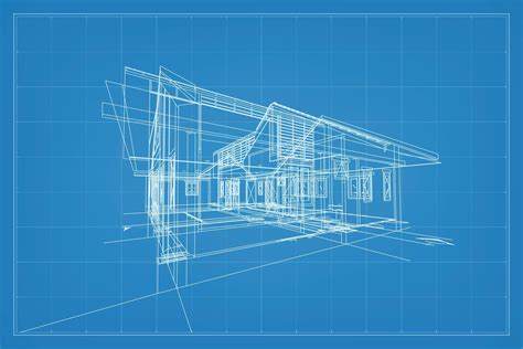 3d Render Of Building Wireframe Structure Perspective Wireframe Of House Exterior Abstract