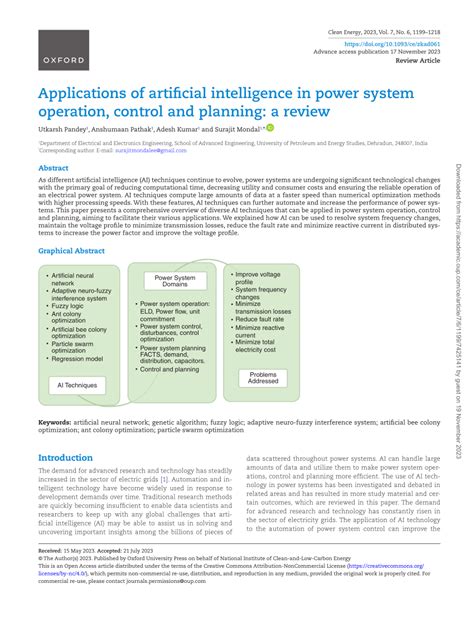 Pdf Applications Of Artificial Intelligence In Power System Operation Control And Planning A
