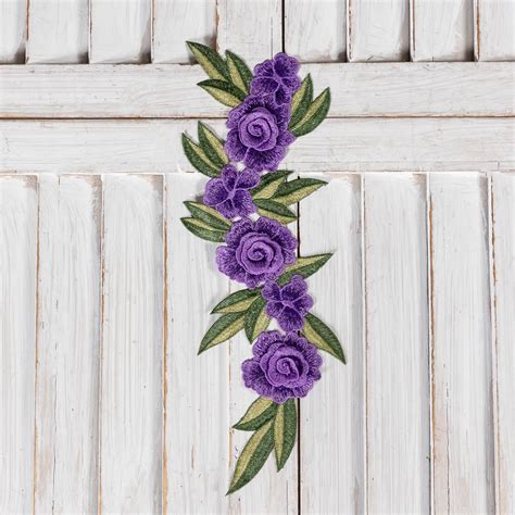 Embroidered Purple Floral Patch For Dresses And Gowns Oneyard