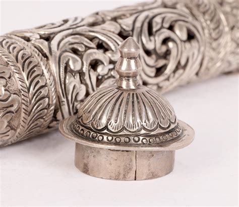 Omani Two Silver Leaf Pattern Scroll Or Document Holders At 1stDibs