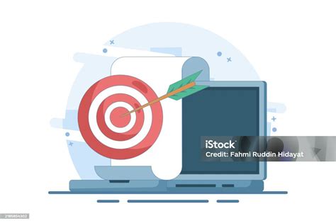 성공적인 비즈니스 목표 또는 목표 개념 컴퓨터 디스플레이 대상 디지털 마케팅 프로모션 우수한 온라인 캠페인 또는 전략 인터넷 청중 타겟팅 미션 달성 가리키기에 대한 스톡