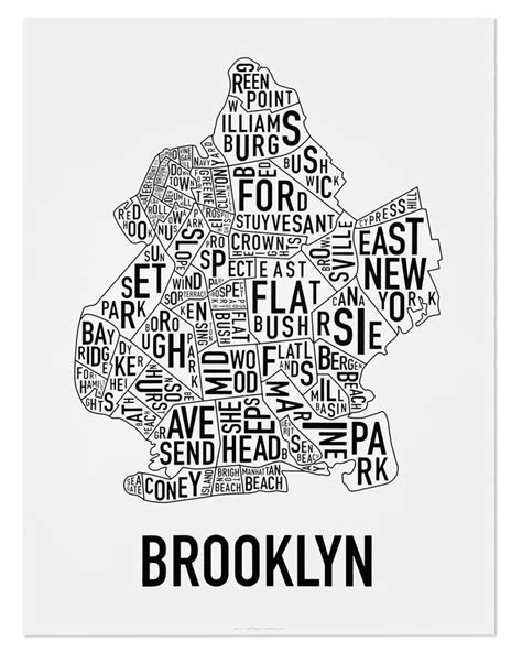 Brooklyn Neighborhood Map Poster Map Wall Decal Brooklyn