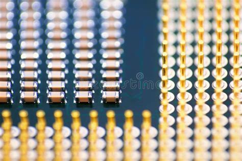 Cpu Gold Pins And Chip Microchip Processor Legs Computer Component Technology Macro