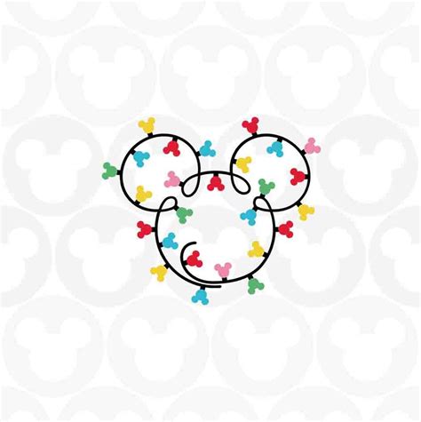 Christmas Lights Mickey Mouse Ears Head Light Holiday String Lights Svg Png Formats Instant