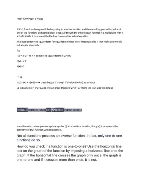 Math 9709 Paper 1 Notes Pdf