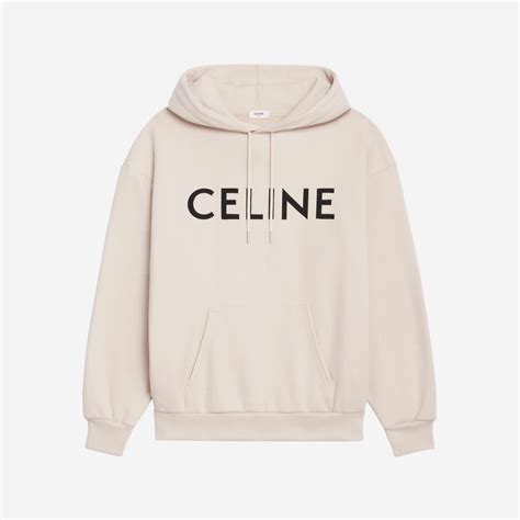 W 셀린느 코튼 플리스 루즈 후드 스웨트셔츠 셀린느 프린트 아이보리 블랙 Celine Kream