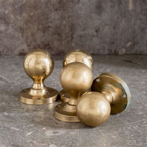 Two Pairs Of Reclaimed Spherical Brass Door Knobs Lassco Englands