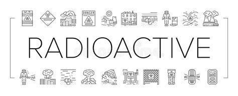 Radioactive Pollution Icons Set Vector Stock Illustration