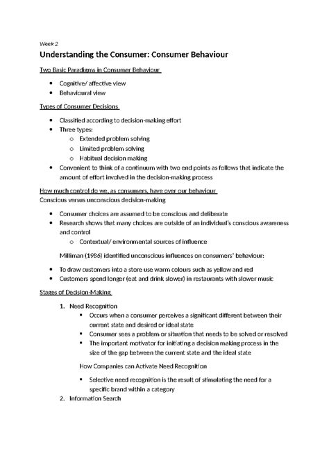 Week 2 Understanding Consumer Behaviour Week 2 Understanding The