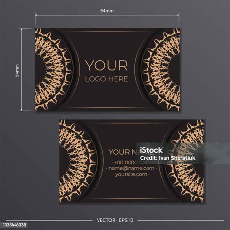 빈티지 패턴이 있는 검은색으로 디자인 명함을 인쇄하기 위한 템플릿 0명에 대한 스톡 벡터 아트 및 기타 이미지 0명 개체