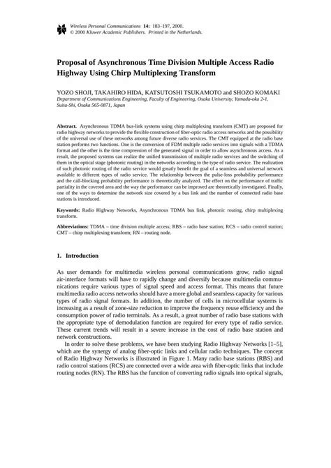pdf proposal of asynchronous time division multiple access radio