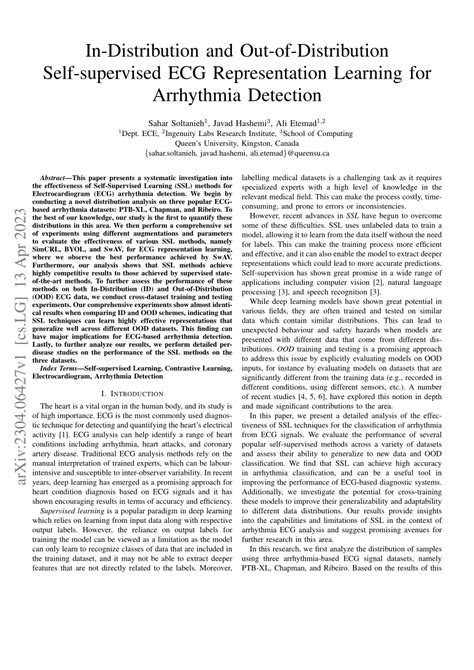 Pdf In Distribution And Out Of Distribution Self Supervised Ecg Representation Learning For