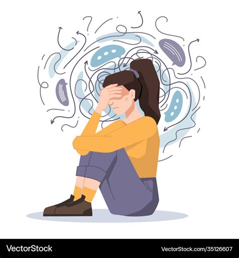 Woman Fears And Phobias Anxiety Despair Pain Vector Image