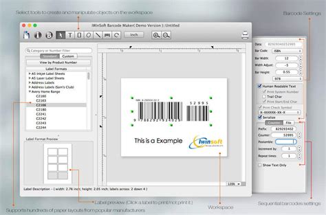 Mac Barcode Maker Barcode Label Software For Create Isbn Upc Ean 13 Datamatrix Etc