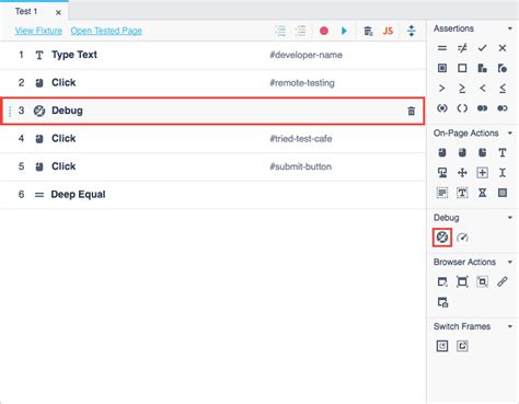 Debug Tests Testcafe Studio Devexpress Documentation