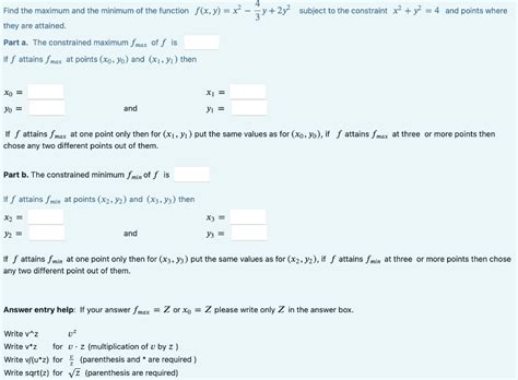 Solved Find The Maximum And The Minimum Of The Function