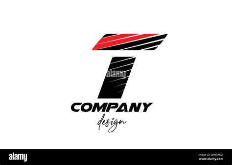 Black And Red T Alphabet Letter Logo Icon Creative Design For Business