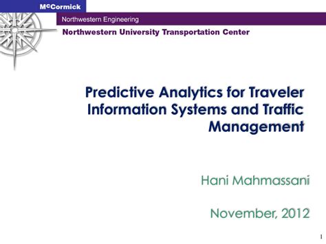 Pdf Predictive Analytics For Traveler Information Systems And Traffic