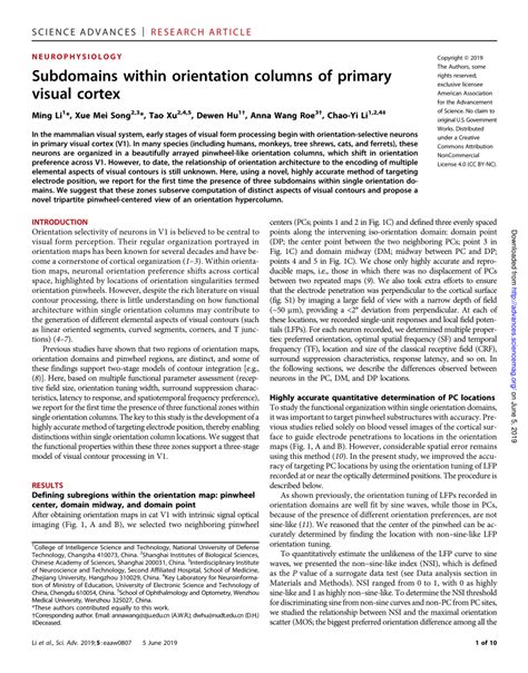 Pdf Subdomains Within Orientation Columns Of Primary Visual Cortex