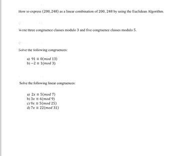Answered How To Express 200 248 As A Linear Combination Of 200 248