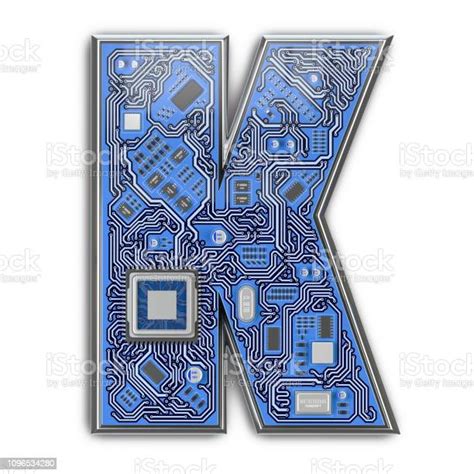 회로 기판의 형태로 편지 K입니다 흰색 절연 디지털 하이테크 편지입니다 공학에 대한 스톡 사진 및 기타 이미지 공학 알파벳 K 3차원 형태 Istock