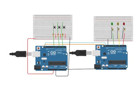 Circuit Design I2c 2 Arduino With 3 Led Tinkercad