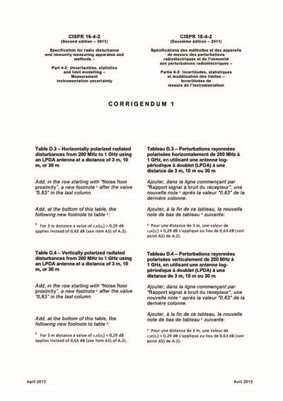 Cispr 16 4 2 Ed 2 0 B Cor 1 2013 Corrigendum 1 Specification For Radio Disturbance And