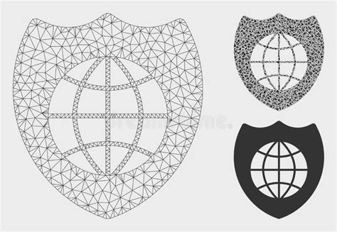 Global Shield Vector Mesh Network Model And Triangle Mosaic Icon Stock Vector Illustration Of