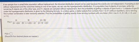 solved if we sample from a small finite population without