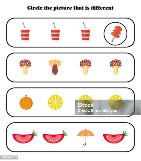 다른 그림에 동그라미를 친다 아이들을 위한 교육용 게임 0명에 대한 스톡 벡터 아트 및 기타 이미지 0명 개념 개체 그룹 Istock