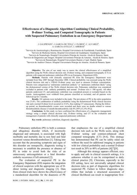 Effectiveness Of A Diagnostic Algorithm Combining Clinical
