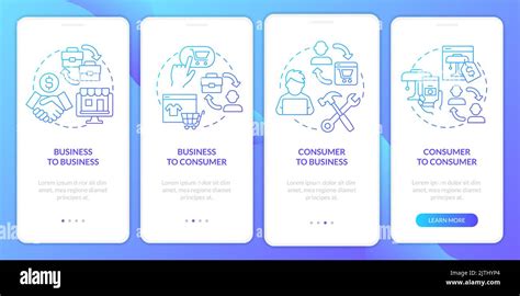Online Business Models Blue Gradient Onboarding Mobile App Screen Stock