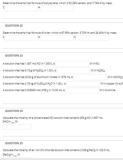 Solved Determine The Empirical Formula Of Polystyrene Which