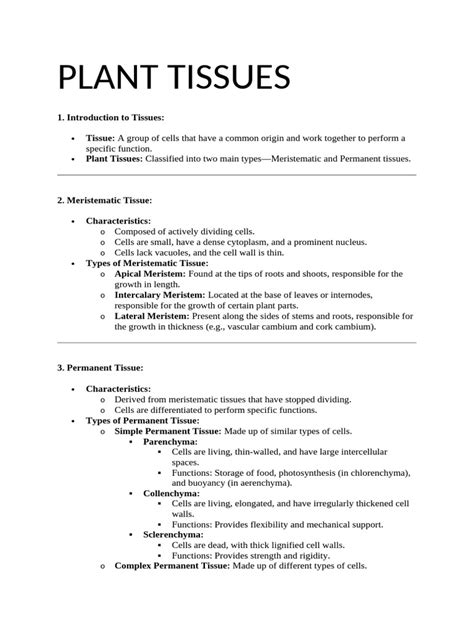 Tissues Class 9 Pdf