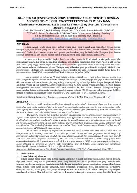 Pdf Klasifikasi Jenis Batuan Sedimen Berdasarkan Tekstur Menggunakan Metode Histogram Of
