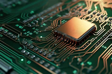 Close Up Of High Tech Circuit Board Microchip Powered With Ai Powered