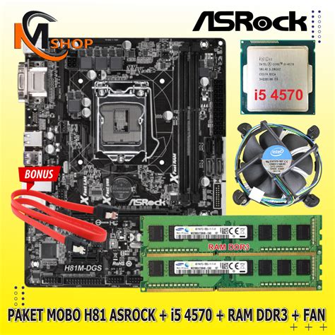 Jual Paket Motherboard Mobo Intel H81 Lga 1150 Ddr3 Processor Core I5 4570 Fan Shopee