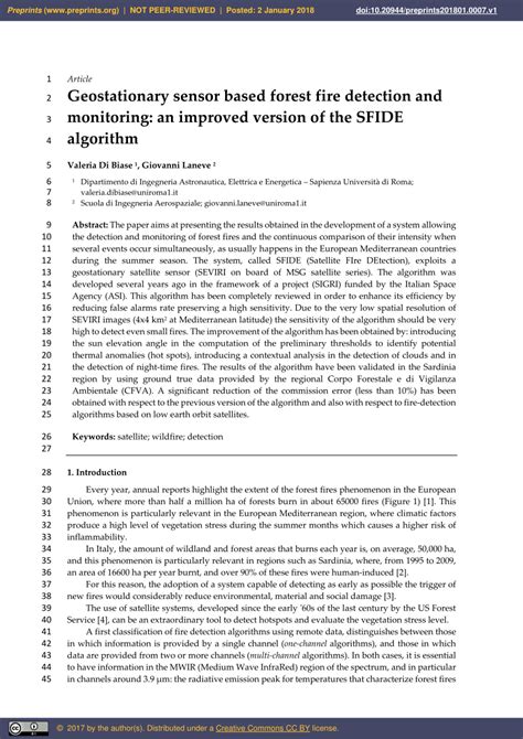 Pdf Geostationary Sensor Based Forest Fire Detection And Monitoring An Improved Version Of