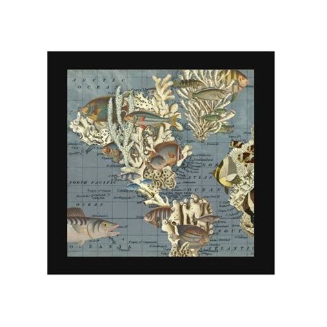 Coral Reef Map Art Collage Print 10x10 Collaged Map Art Print Etsy Map Art Print Map Art