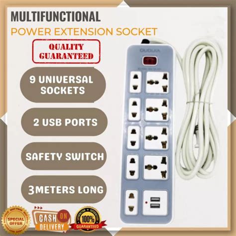 Original Multifunction Socket High Power Multi Switch Socket 9 Outlet With 2usb Extension Cord