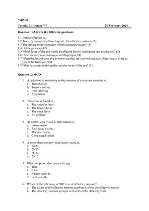 MBS Tutorial April MEMO MBS Tutorial Lecture MCQ Choose The Correct