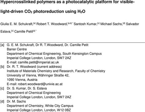 Hypercrosslinked Polymers As A Photocatalytic Platform For Visible Light Driven Co2