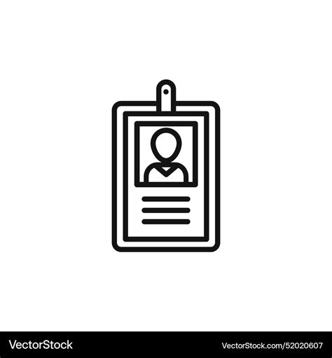 Employee Id Card Icon Outline Collection In Black Vector Image