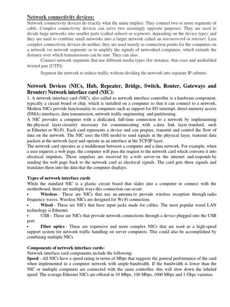 Cn Connecting Devices Pdf Computer Network Network Interface Controller