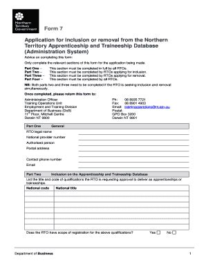 Form 7 Application For Inclusion Or Removal From The Northern Fill And Sign Printable