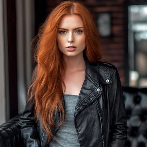 Premium Ai Image Photo Closeup Portrait Of Curly Redhead Woman With