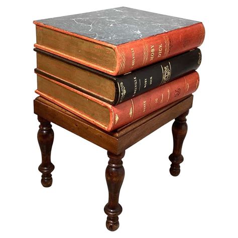 Vintage Figural Faux Book Form Stacked Round Glass Top Side Table For Sale At 1stdibs