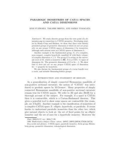 Parabolic Isometries Of Cat 0 Spaces And Cat 0