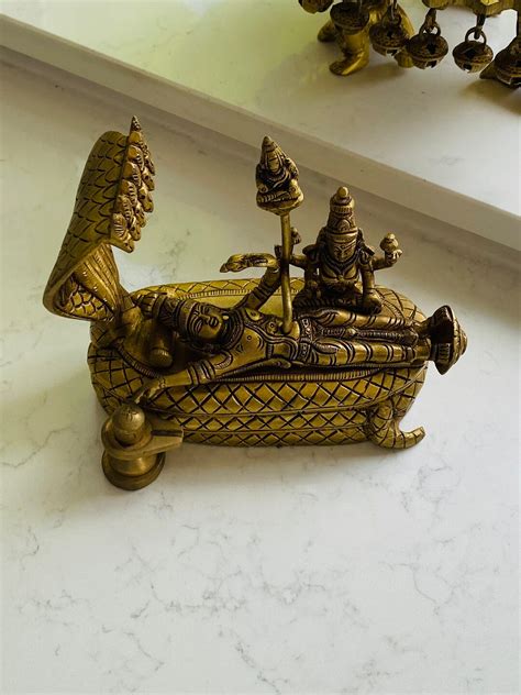 Vishnu Brass Statue Lord Vishnu Sleeping On Sheshnag Statue Anantdeva